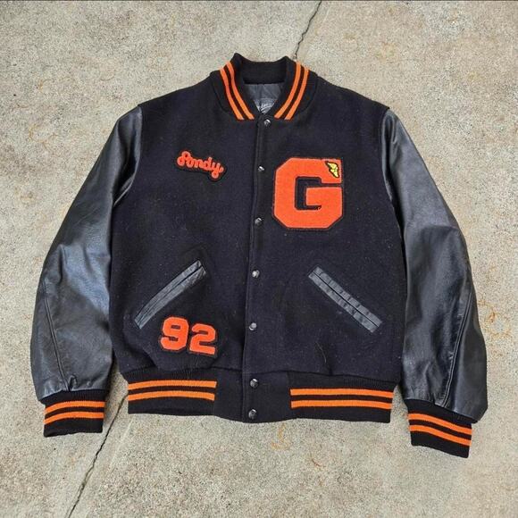 Dehen 1920 | Jackets & Coats | Vtg Nelsons Jackets Chainstitch Wool Leather Letterman Varsity ...